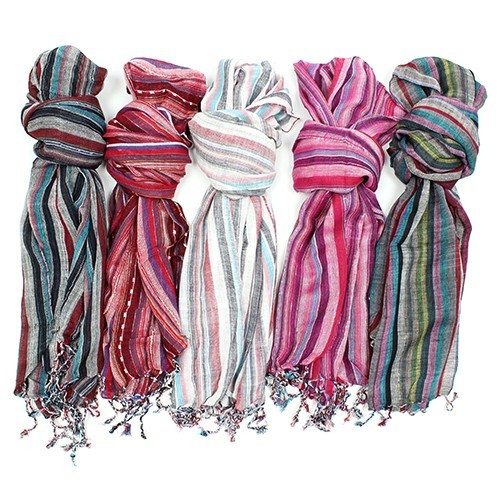 Classic Striped Scarves (asst) - Silver Thread - Ancient Wisdom ...